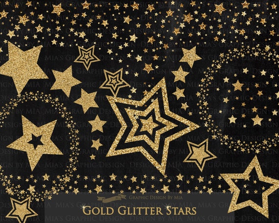 Gold Glitter Stars Background