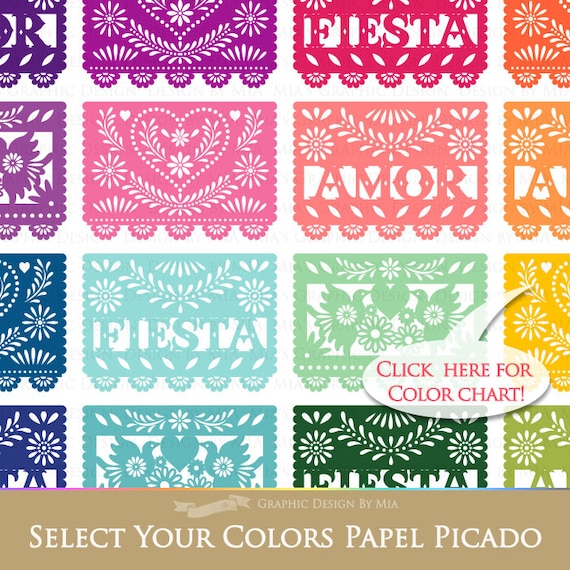 Digital Papel Picado / Set of 4 Papel Picado Clip Art / Select your ...