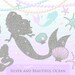 Silver Mermaid Clip Art Digital Paper Set Mermaid Digital - Etsy