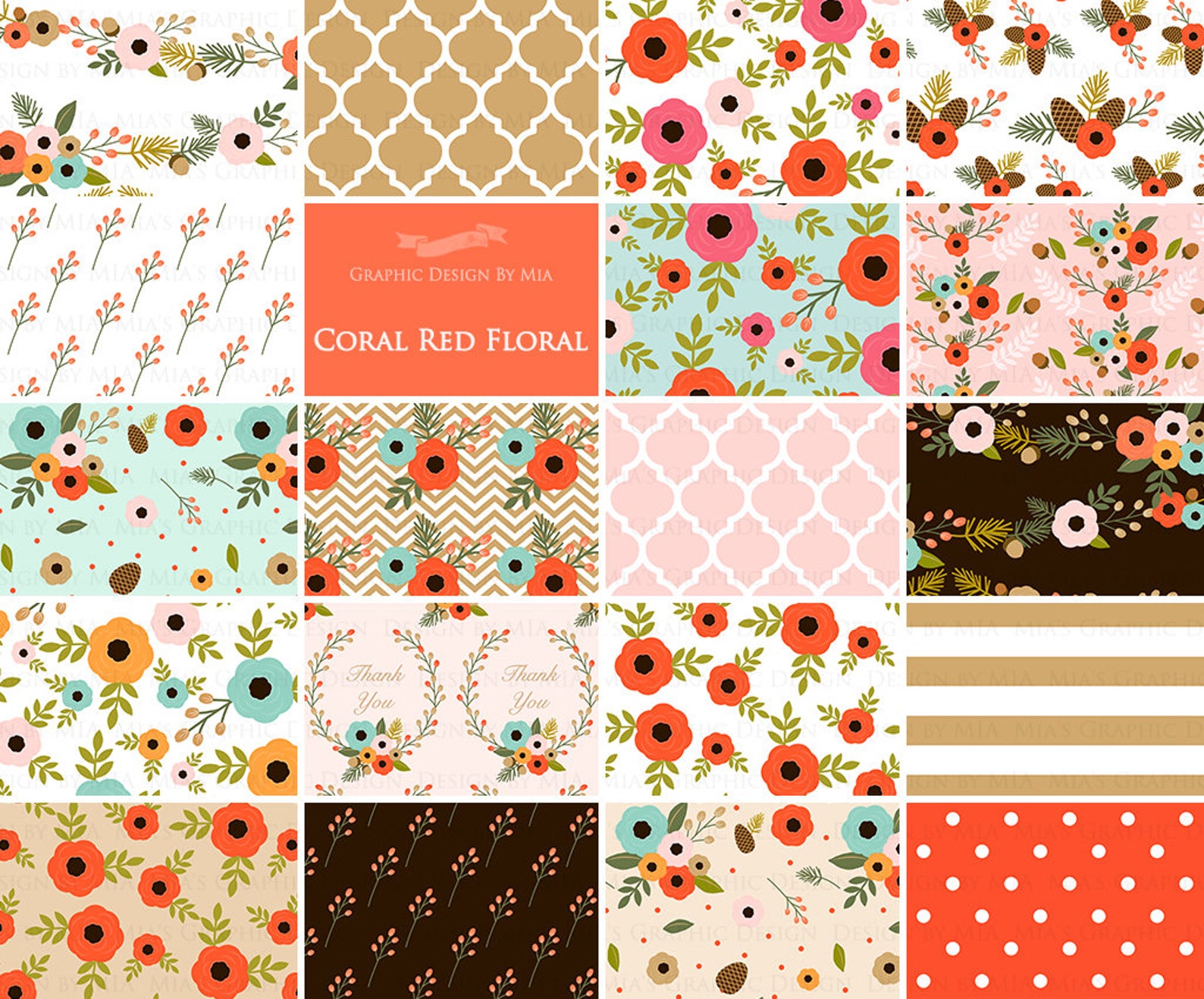 Flower Patterns, Flower Digital, Flowers Coral Red, Autumn Flowers ...