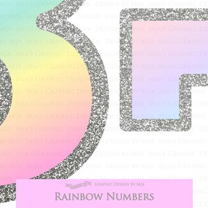 Rainbow Numbers, Silver Glitter Numbers, Number Clip Art - Instant ...