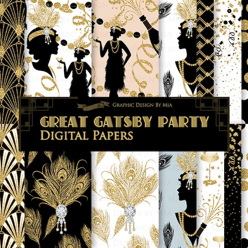 Great Gatsby Happy New Year Birthday Party Flat Gold - Etsy