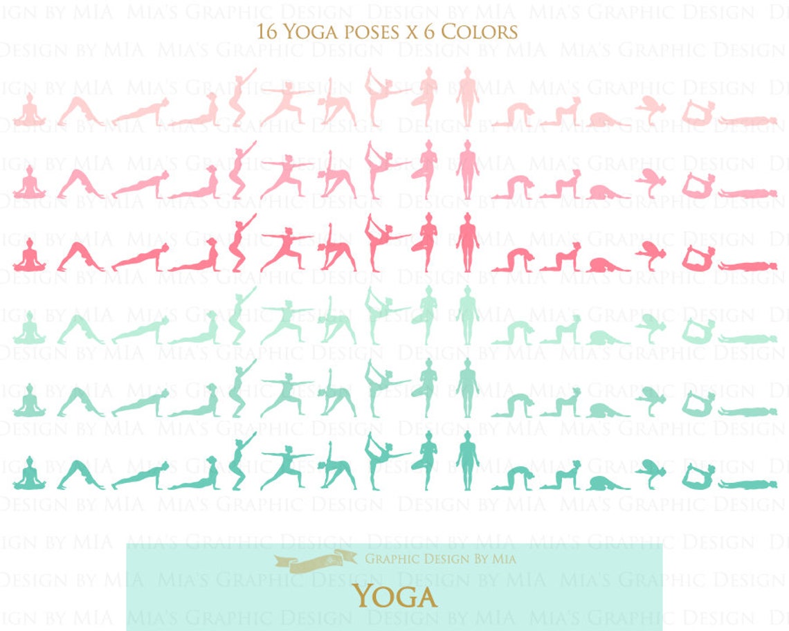 Yoga Yoga Poses Yoga Graphics Om Fitness Exercise Yoga | Etsy