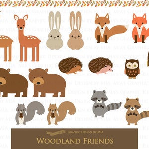 Woodland Clipart, Woodland Friends Clipart, Woodland Friends, Woodland ...
