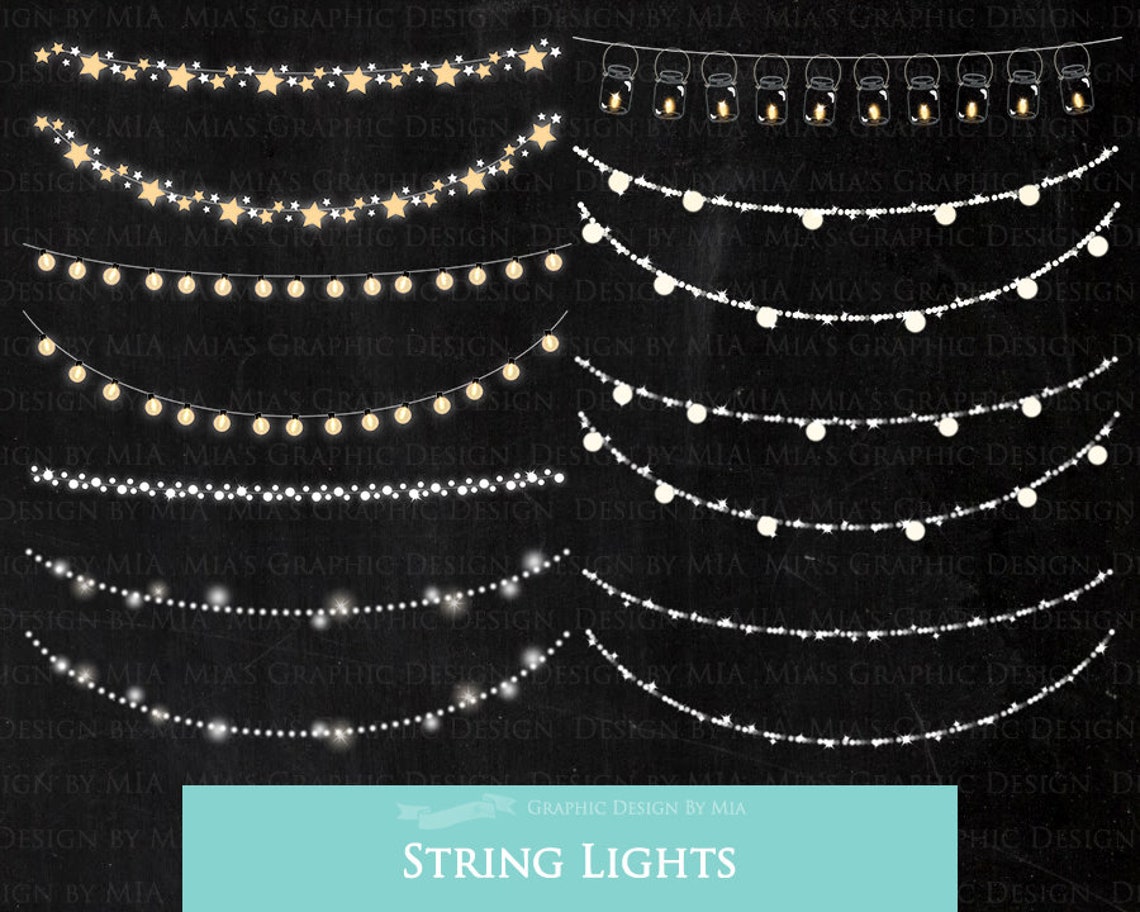 String Lights Clipart Party Lights Clipart Fairy Lights - Etsy España