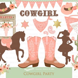 Cowgirl Clipart, Cowgirl Digital Paper, Cowgirl Digital, Cowgirl Party ...