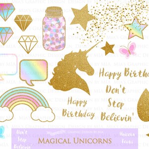 Magical Unicorns, Gold Glitter Unicorns, Einhorn, Unicorn Digital ...
