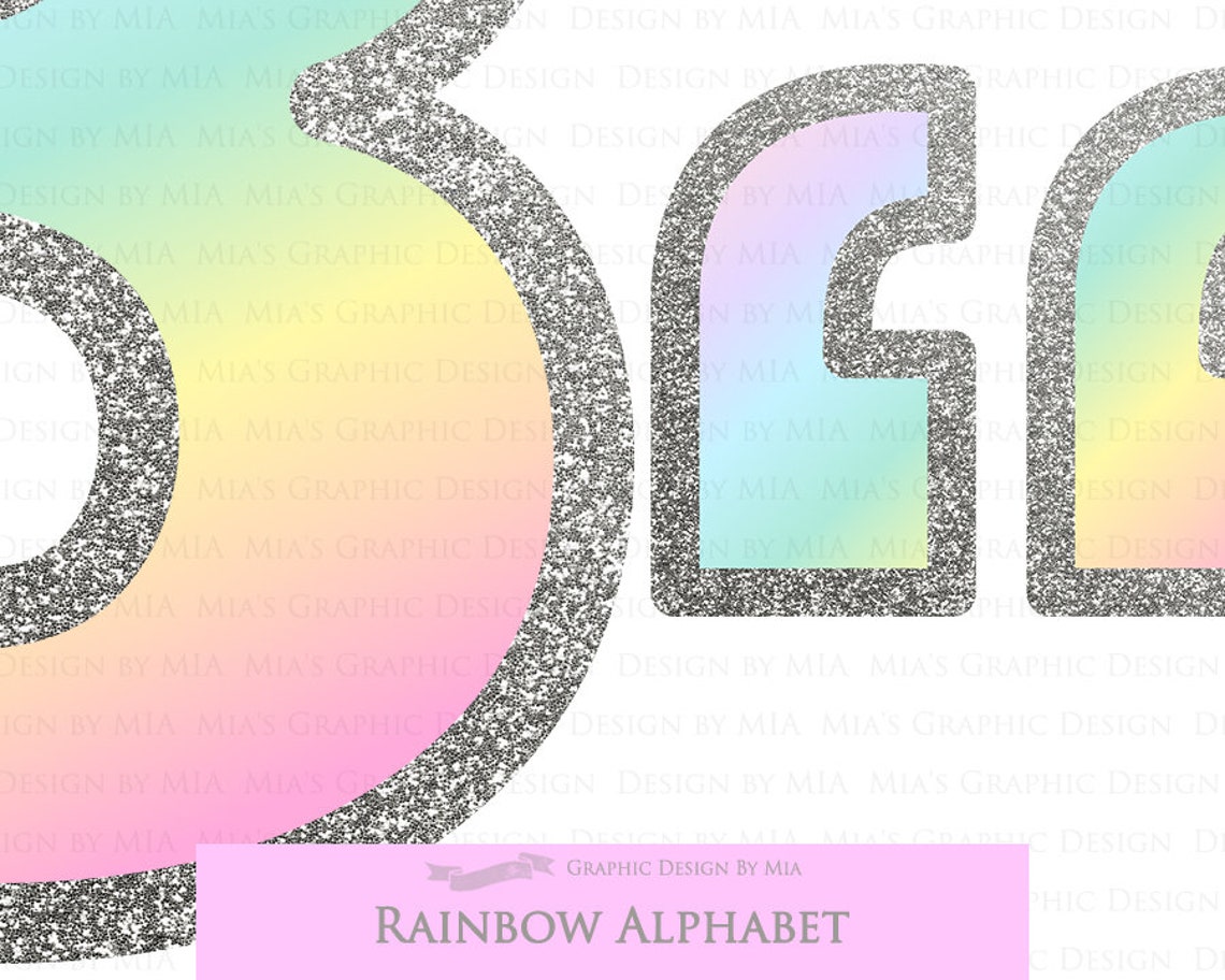 Rainbow Alphabet & Numbers Silver Glitter Gradient Letters - Etsy
