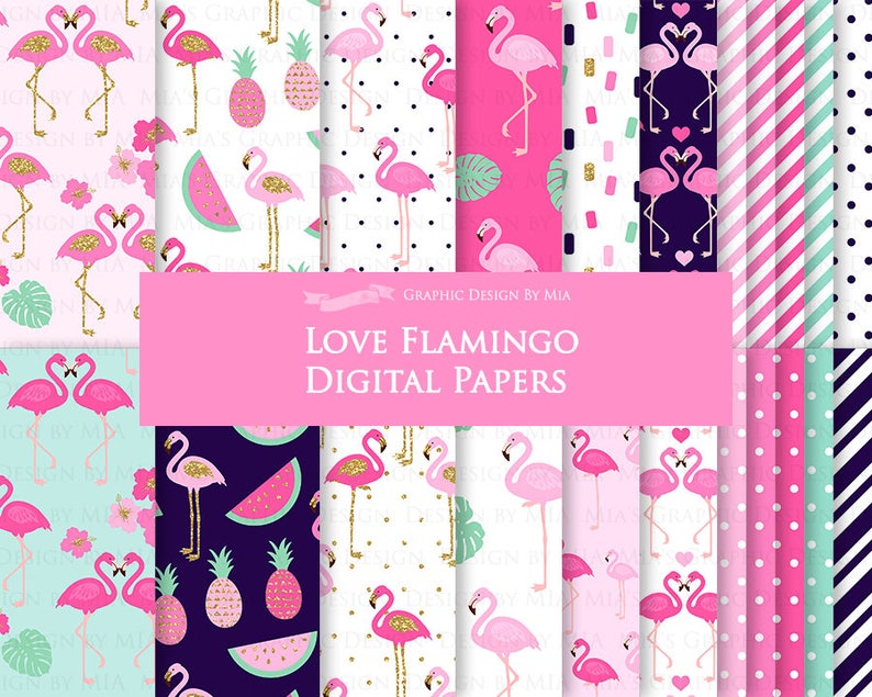 Flamingo, Love Flamingo, Pink, Glitter Gold, Pink Pineapple, Hawaiian ...