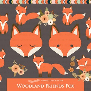 Fox Clipart, Red Fox, Woodland Friends, Fox Digital, Fox, Autumn, Fall ...