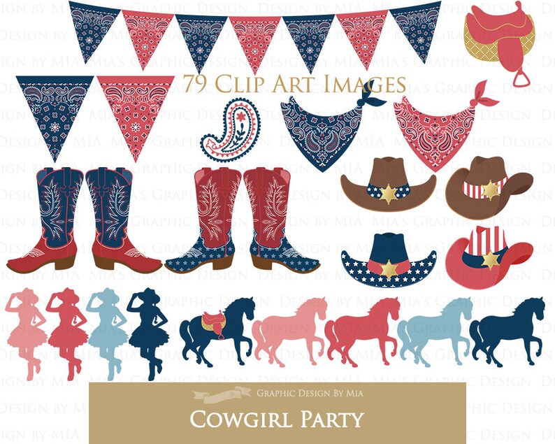 Cowgirl Clip Art Cowgirl Digital Cowgirl Party Cowgirl | Etsy