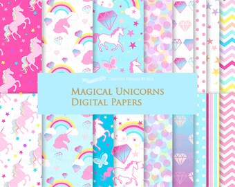 Unicorn Digital Paper | Etsy