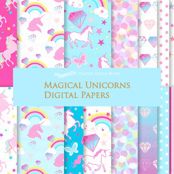 Unicorn Digital Paper - Etsy