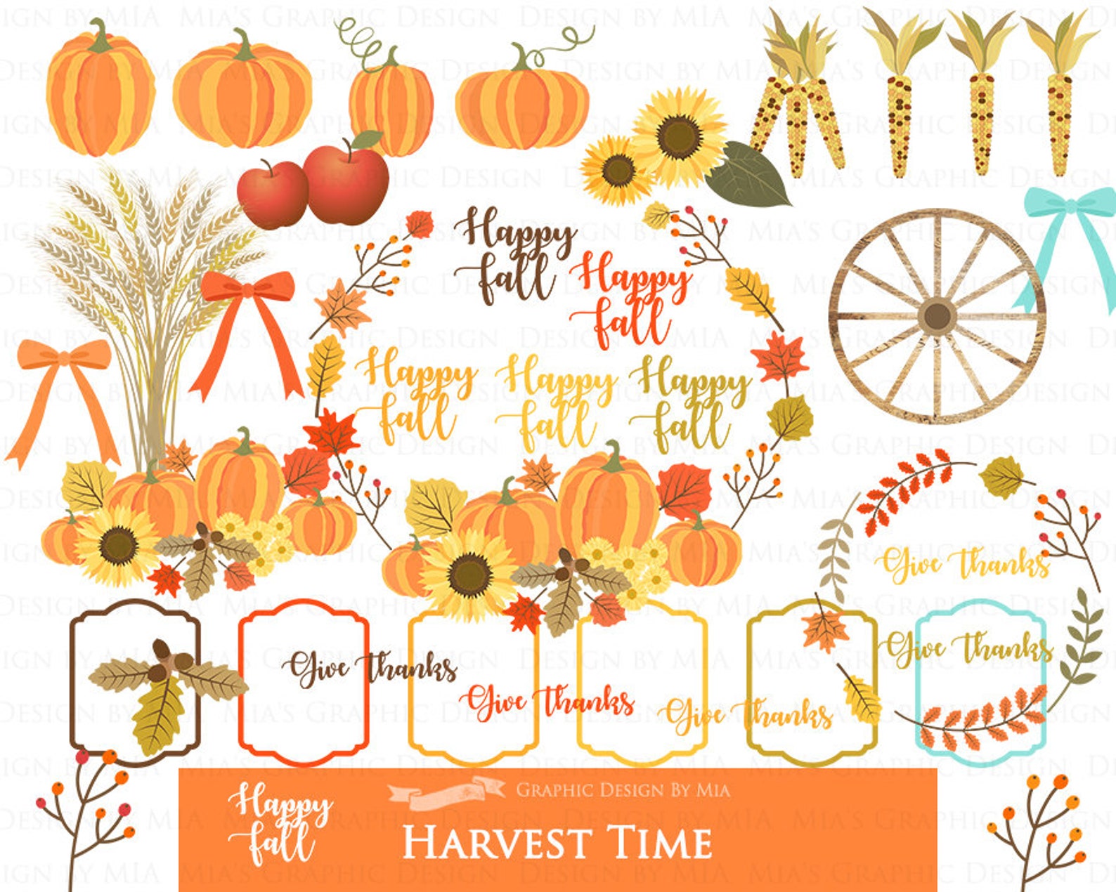 Thanksgiving, Harvest, Harvest Time, Autumn, Fall Clip Art - Instant ...