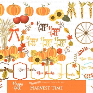 Thanksgiving, Harvest, Harvest Time, Autumn, Fall Clip Art - Instant ...