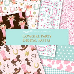 Cowgirl Clipart, Cowgirl Digital Paper, Cowgirl Digital, Cowgirl Party ...