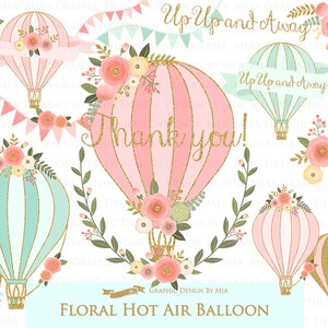 Air Balloon, Hot Air Balloon, Floral, Air Balloon Digital, Glitter Gold ...