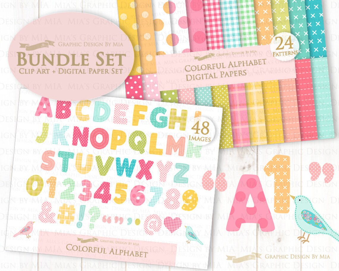 Alphabet & Numbers Colorful Alphabet Colorful Capital | Etsy