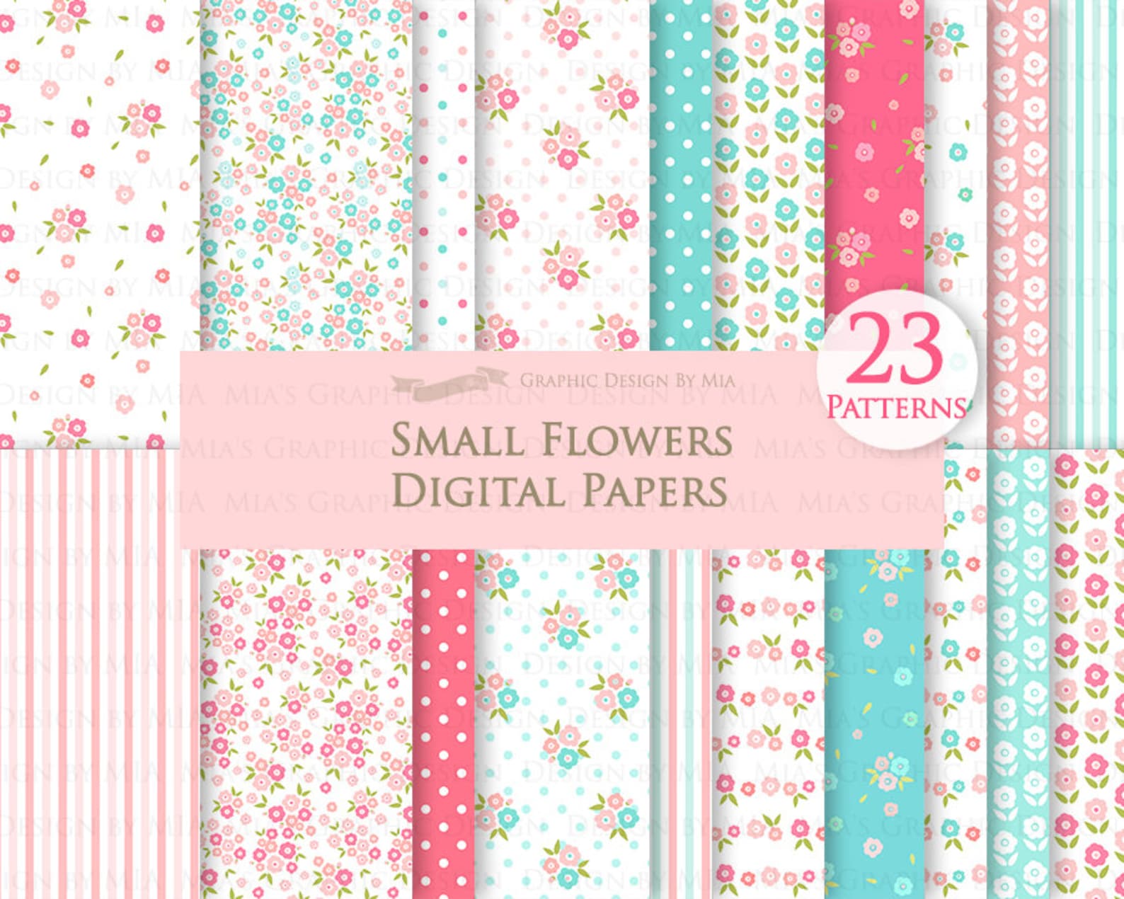 Flower Small Flowers Floral Flower Digital Paper Pack - Etsy