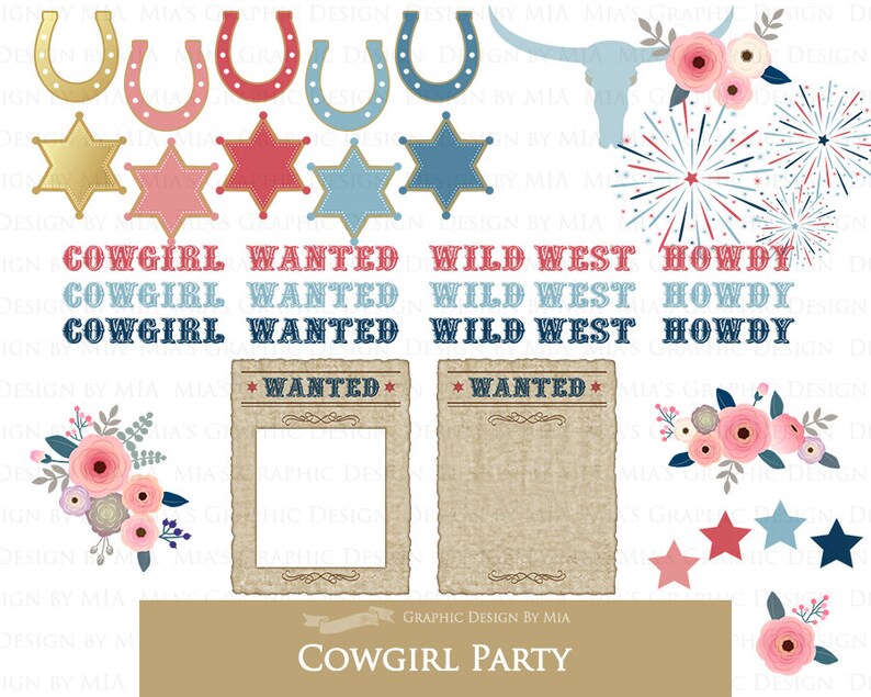 Cowgirl Clip Art Cowgirl Digital Cowgirl Party Cowgirl | Etsy