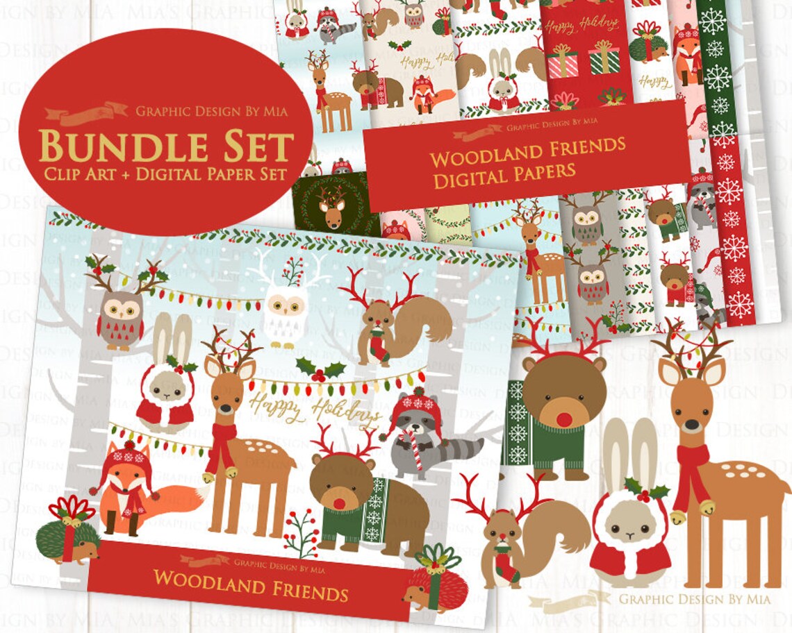 Woodland Friends, Happy Holidays, Christmas, Winter Woodland, Animal ...