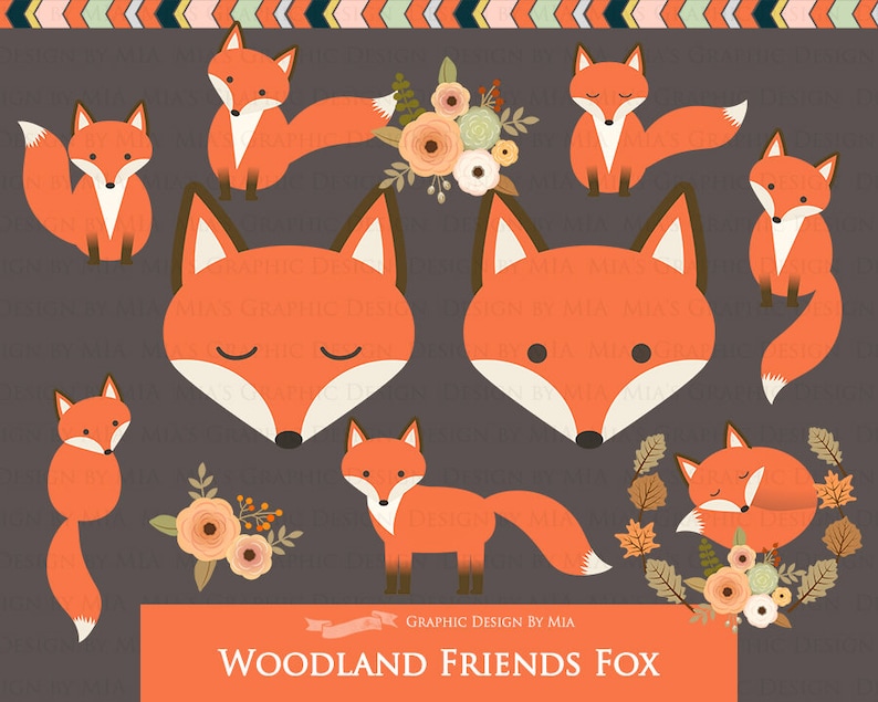 Fox Clipart, Red Fox, Woodland Friends, Fox Digital, Fox, Autumn, Fall ...
