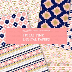 Tribal Pink Aztec Digital Paper Pack Instant Download | Etsy