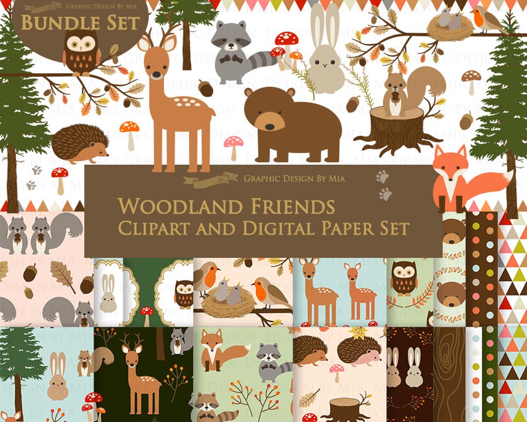 Woodland Friends, Woodland Animals, Forest Friends, Woodland Digital ...