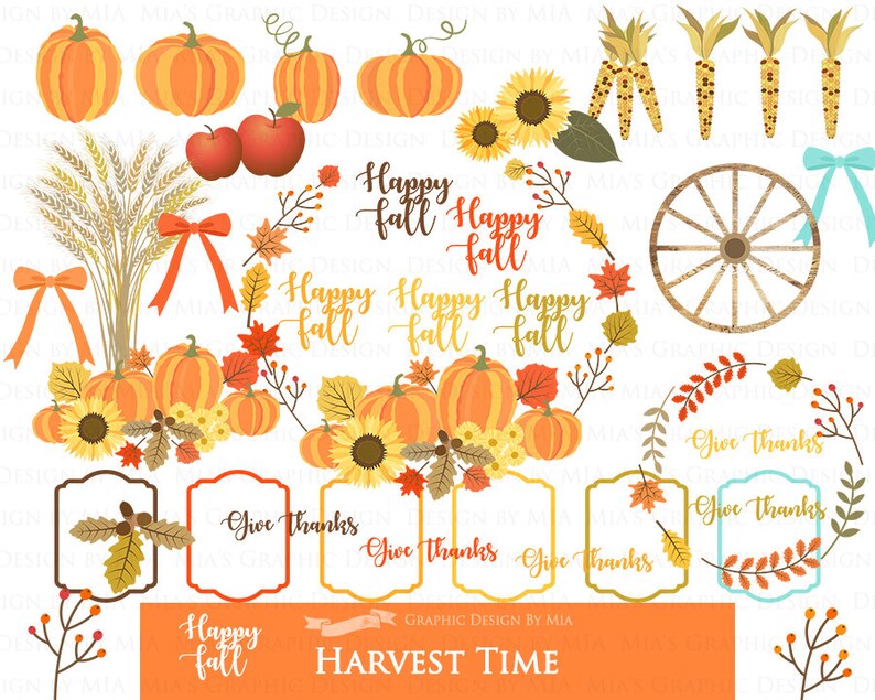 Thanksgiving Harvest Harvest Time Autumn Fall Clip Art | Etsy