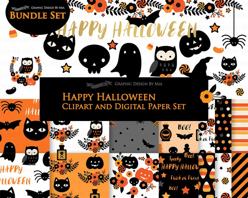 Halloween Clipart, Halloween Digital Paper, Fall Digital, Autumn ...