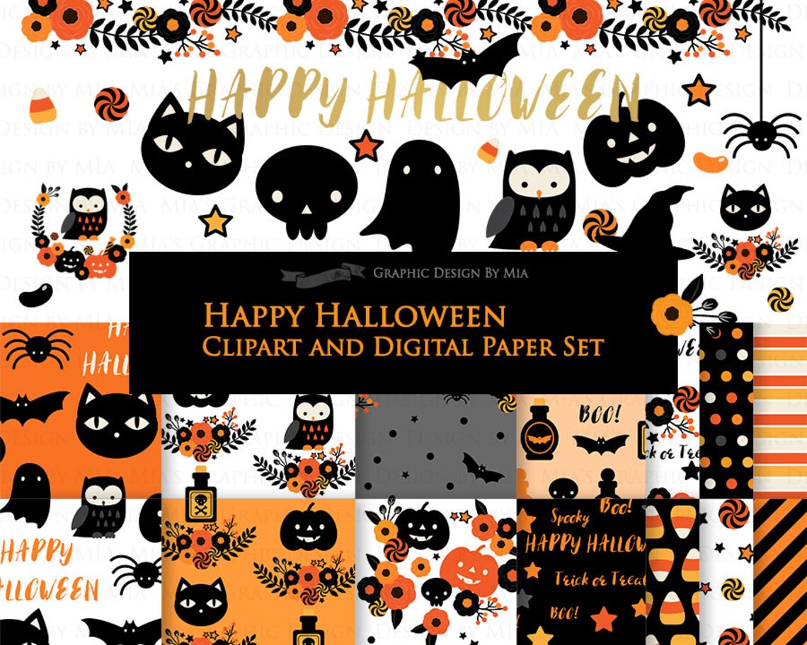 Halloween Clipart, Halloween Digital Paper, Fall Digital, Autumn ...