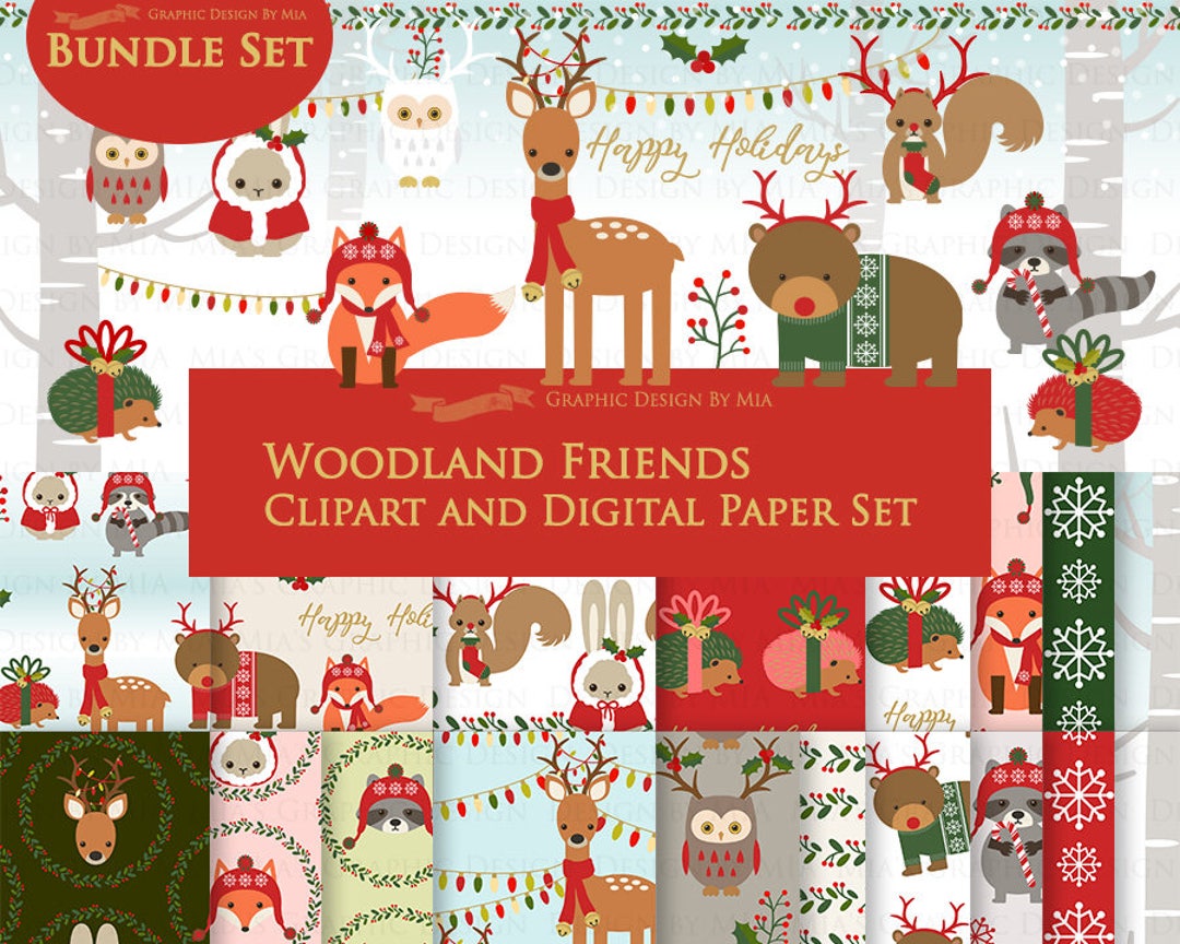 Woodland Friends, Happy Holidays, Christmas, Winter Woodland, Animal ...