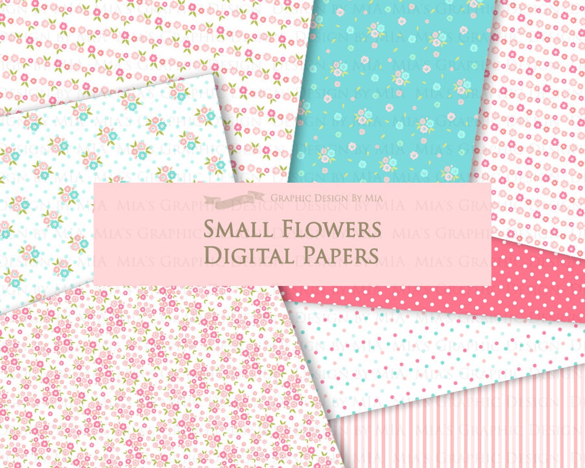 Flower Small Flowers Floral Flower Digital Paper Pack - Etsy