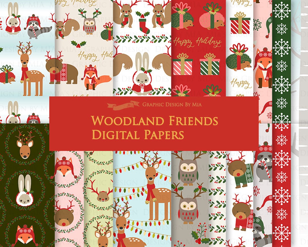 Woodland Friends, Happy Holidays, Christmas, Winter Woodland, Animal ...