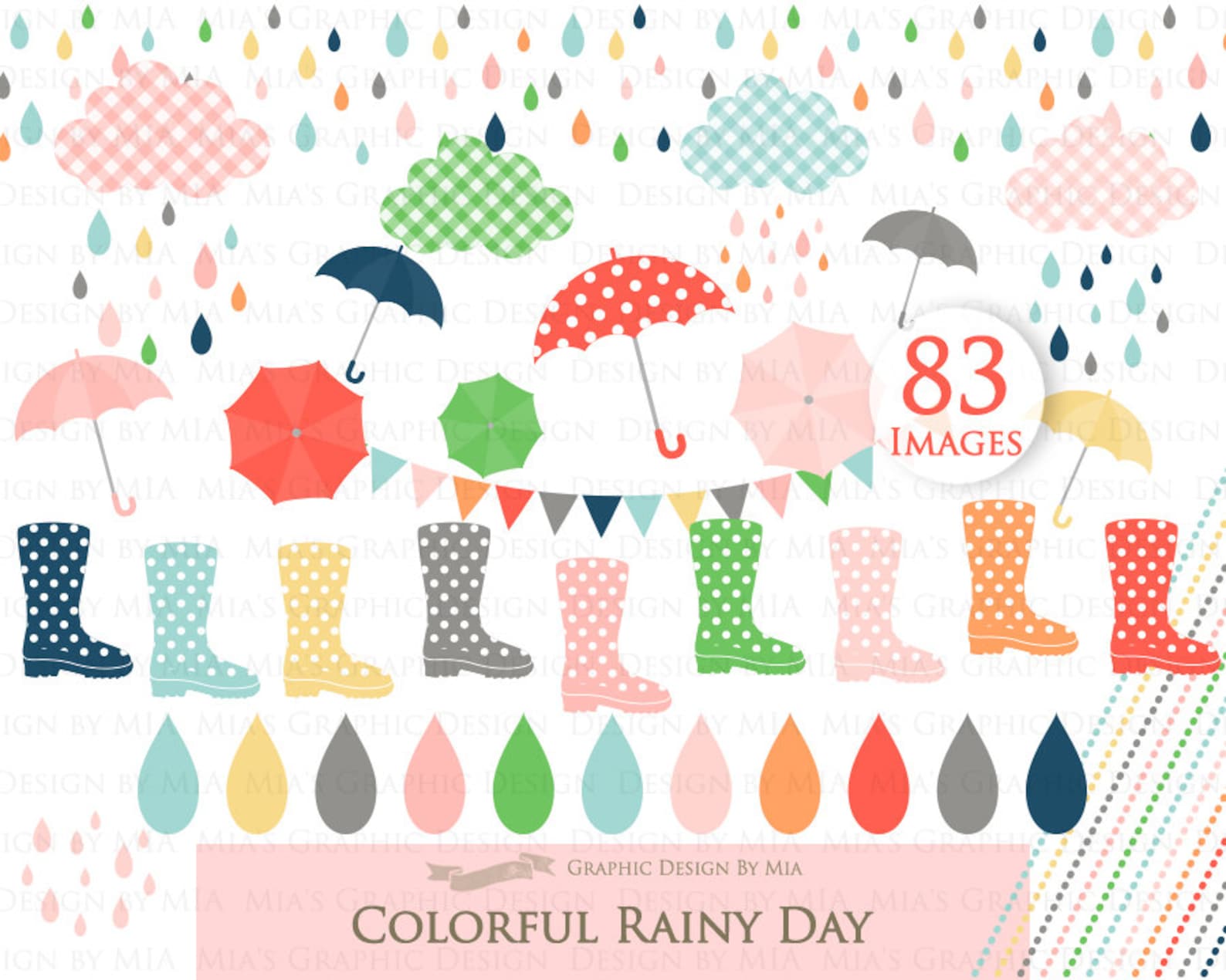 Rain Clipart, Rain Boots, Umbrella, Rain Images, Raindrop, Clouds ...