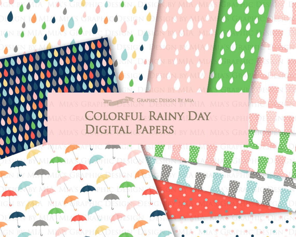 Rain Rain Boots Umbrella Rain Images Raindrop Clouds - Etsy