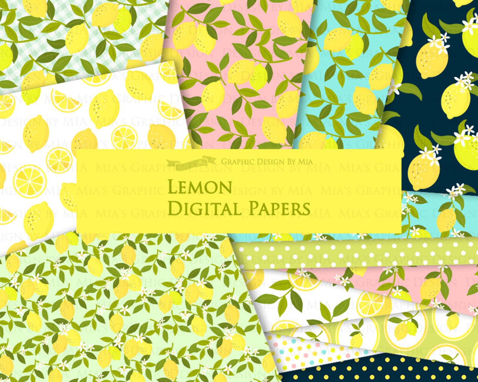 Lemon Lemon Patterns Lemon Digital Lemon Digital Paper Pack - Etsy