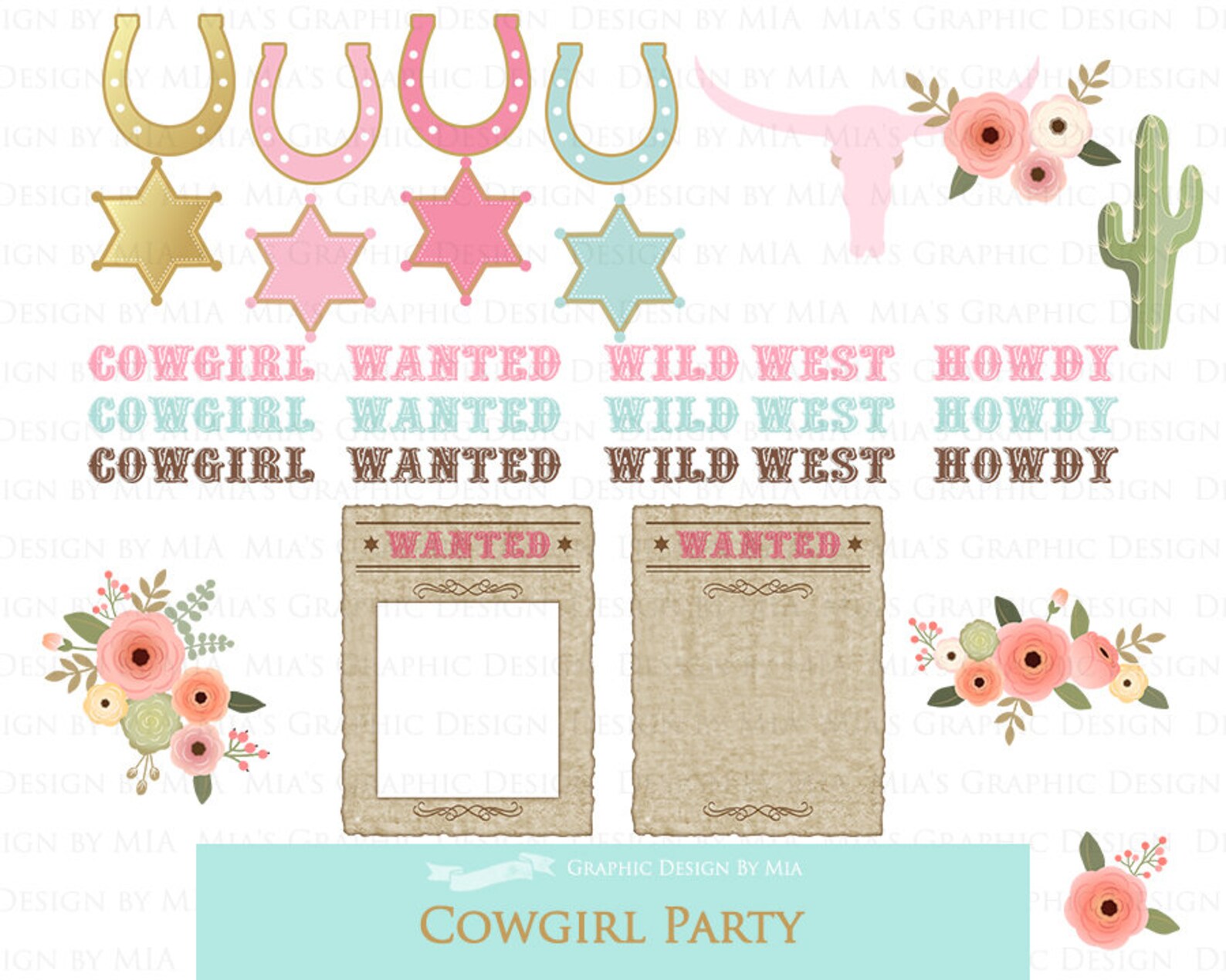 Cowgirl Clipart, Cowgirl Digital Paper, Cowgirl Digital, Cowgirl Party ...
