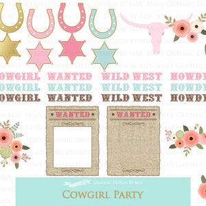 Cowgirl Clipart, Cowgirl Digital Paper, Cowgirl Digital, Cowgirl Party ...