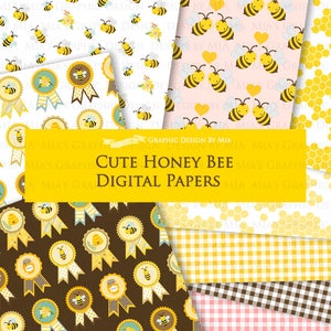 Cute Bee, Bee, Honey Bee, Beehive Digital Paper Pack - Instant Download ...