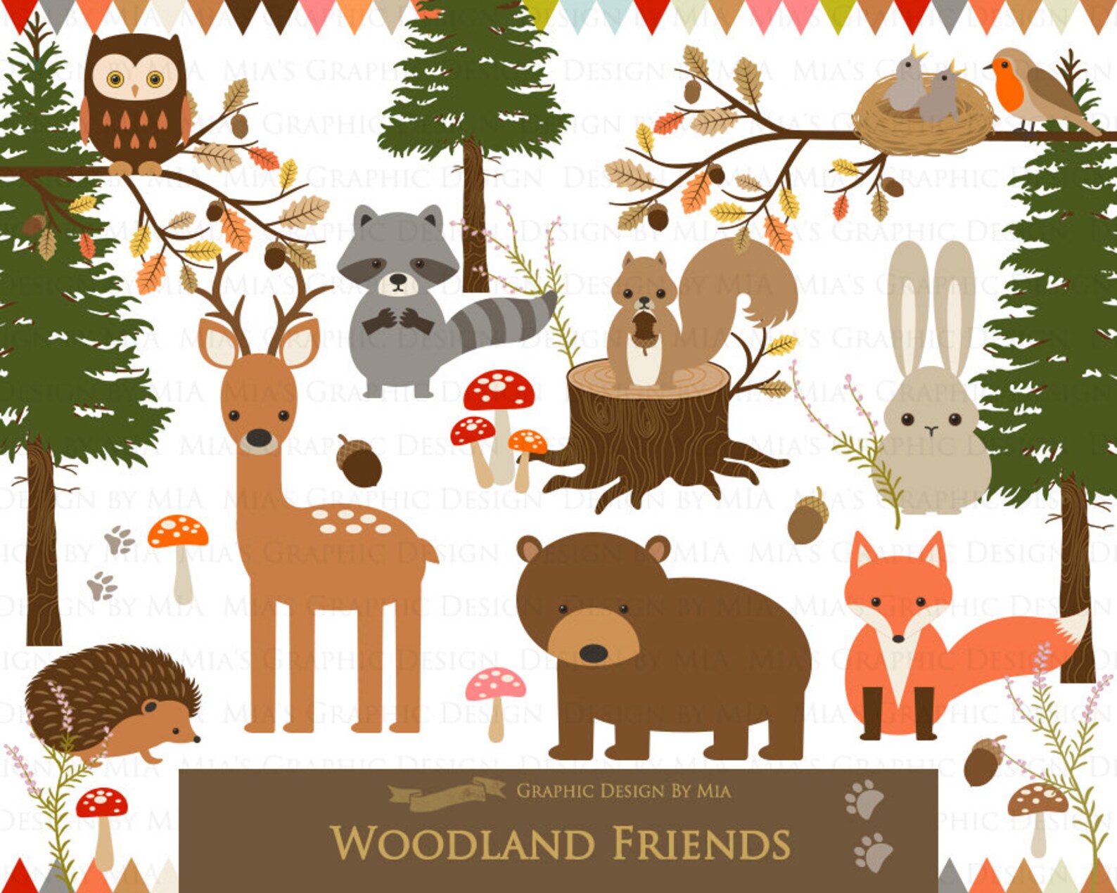 Woodland Friends, Woodland Animals, Forest Friends, Woodland Digital ...