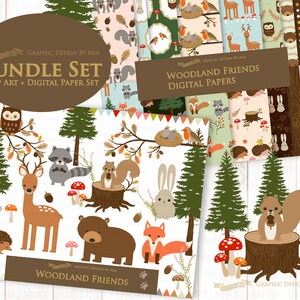 Woodland Friends, Woodland Animals, Forest Friends, Woodland Digital ...
