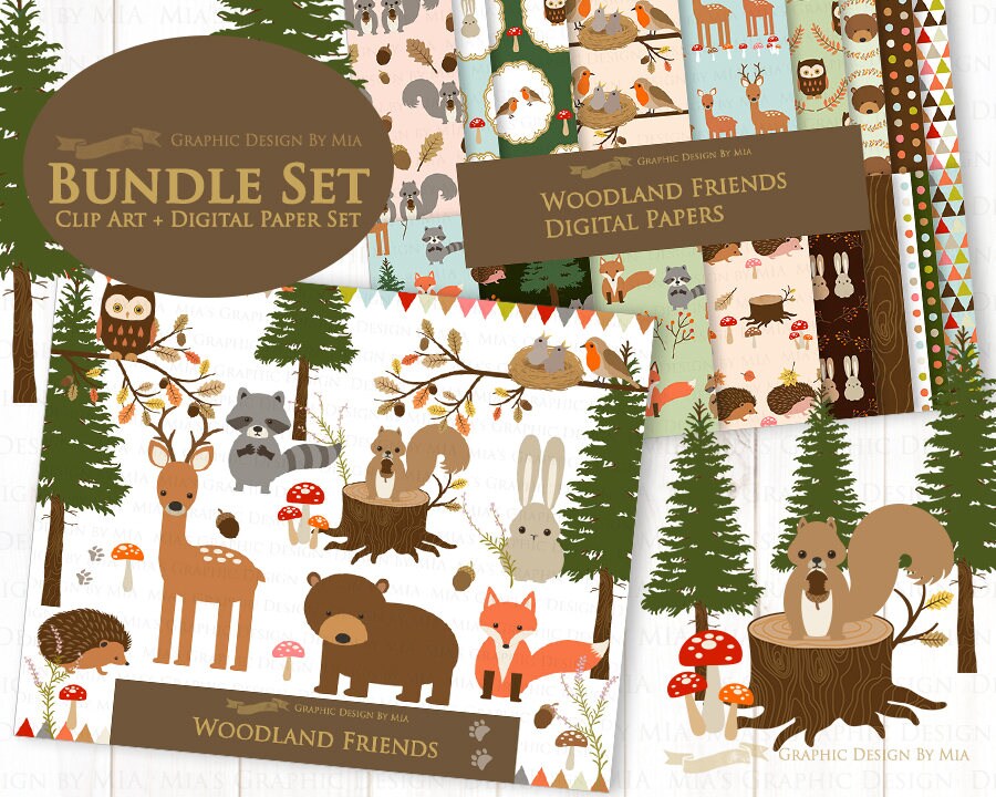 Woodland Friends, Woodland Animals, Forest Friends, Woodland Digital ...