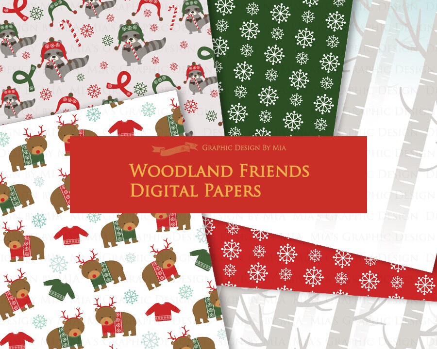 Woodland Friends Happy Holidays Christmas Winter Woodland | Etsy