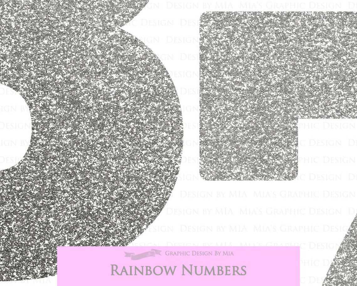 Silver Numbers Silver Glitter Numbers Numbers Clip Art | Etsy
