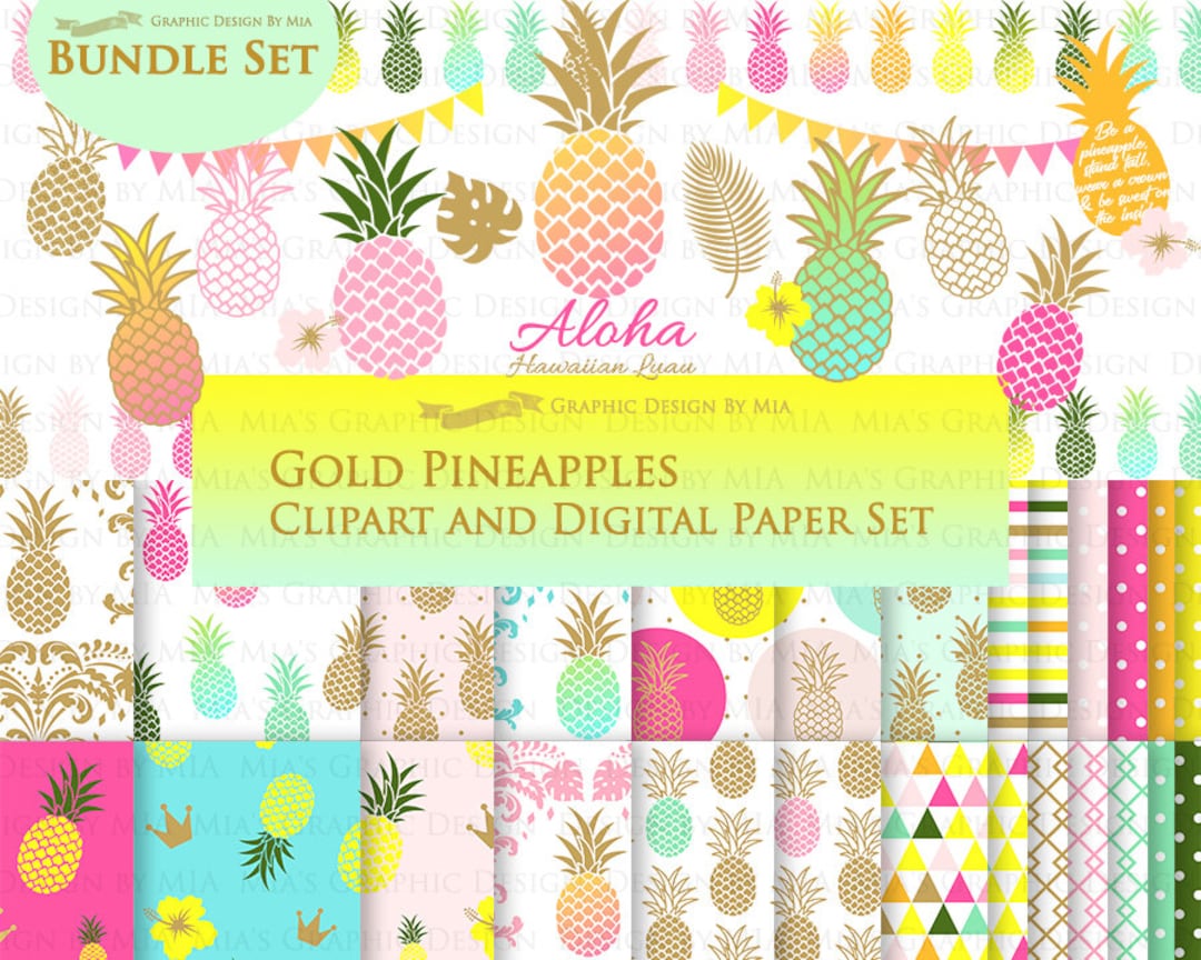 Pineapple. Gold Pineapple, Flat Gold, Hawaiian Party, Aloha, Luau ...