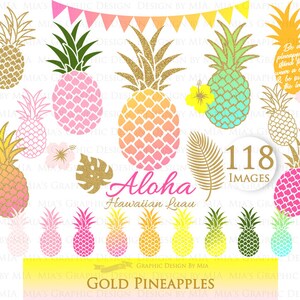Pineapple. Gold Pineapple, Gold Glitter, Hawaiian Party, Aloha, Luau ...