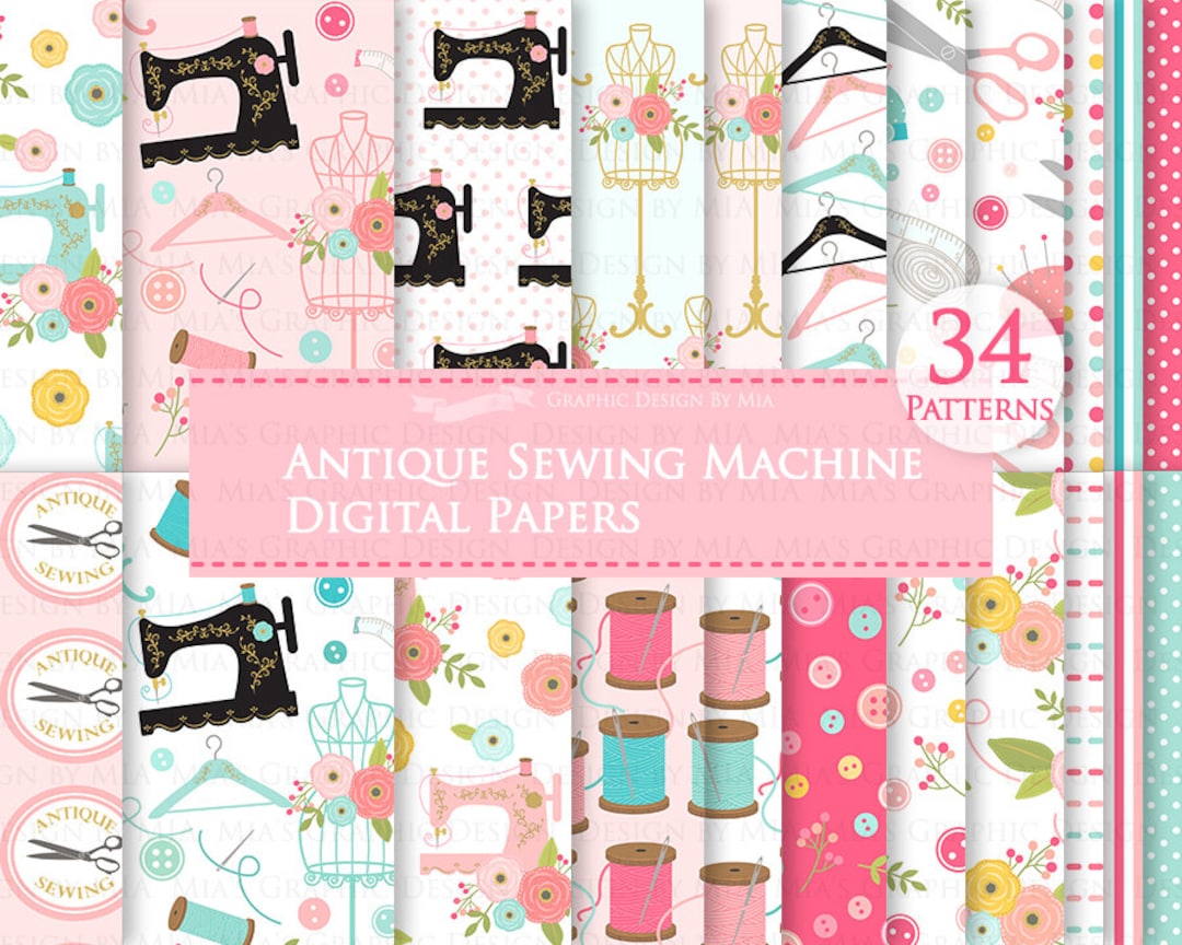 Sewing Machine, Antique Sewing Machine, Vintage Sewing Machine Digital ...