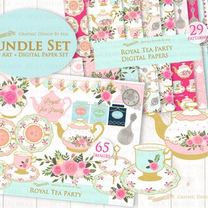 Tea, Tea Party, Tea Cup, Afternoon Tea, Rose, Pink & Mint Tea Clip Art ...