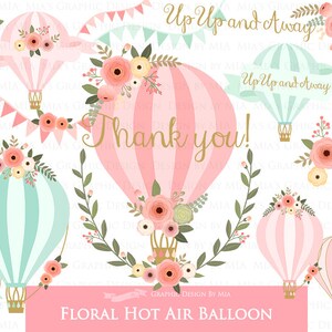 Air Balloon, Hot Air Balloon, Floral, Air Balloon Digital, Pink and ...